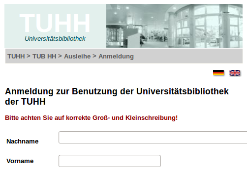 TUHH Universitätsbibliothek: Anmeldung - Universitätsbibliothek